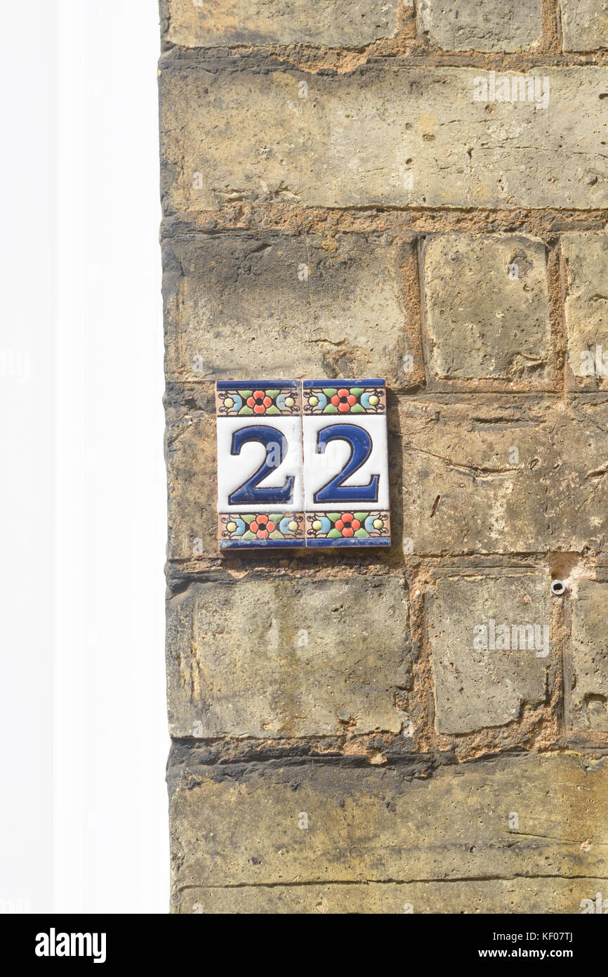 House number 22 sign on wall Stock Photo - Alamy