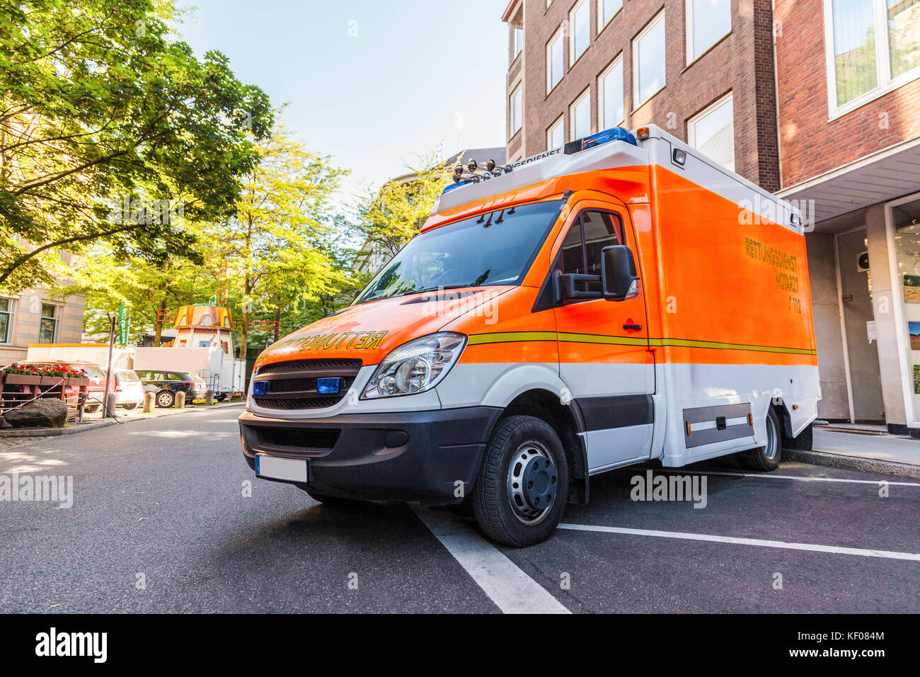 german ambulance car stands on parking lot Stock Photo - Alamy