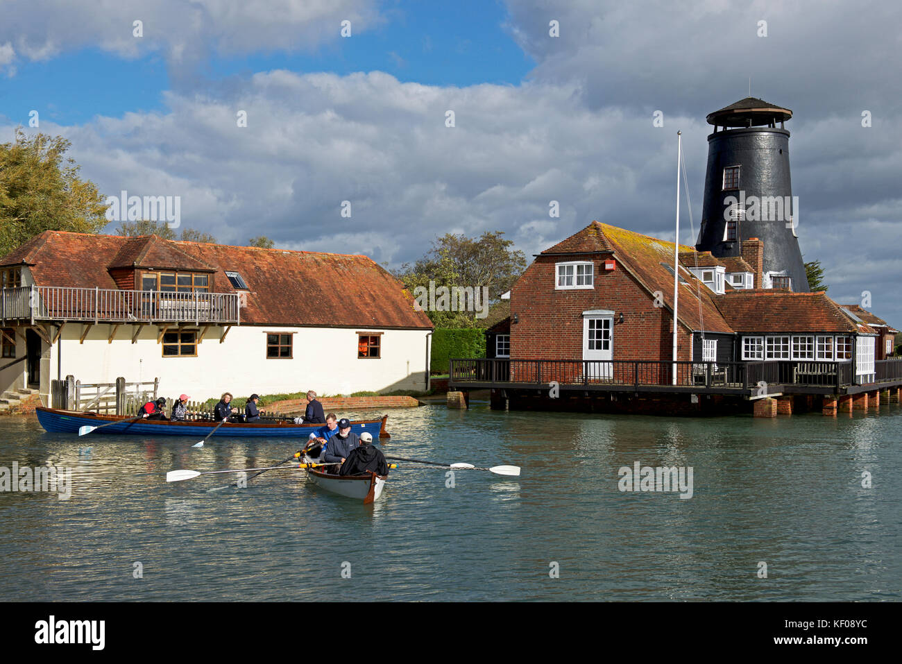 Rowing boat and Langstone Mill, Havant, Hampshire, England UK Stock ...