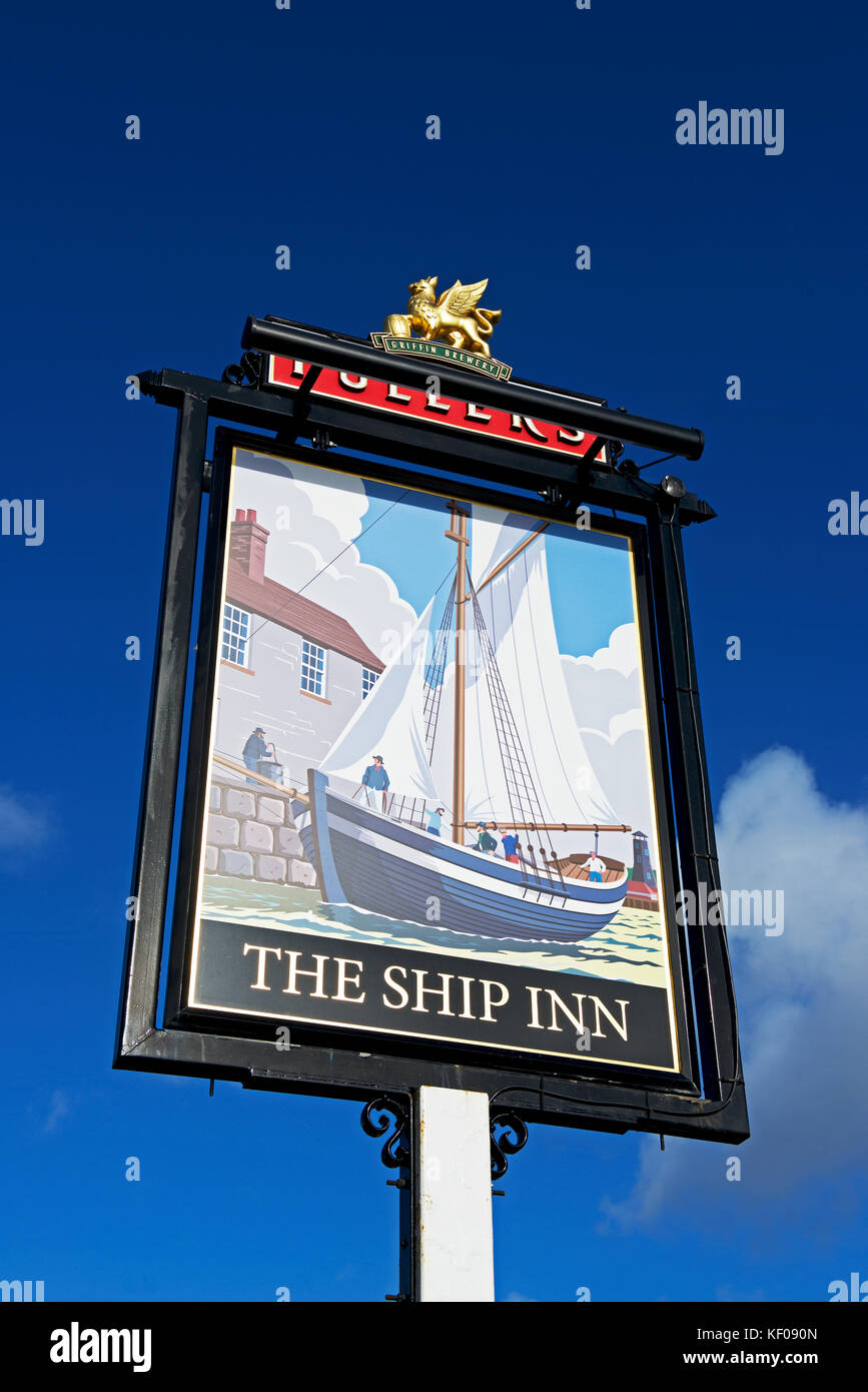 Pub sign for the Ship Inn, Langstone, Havant, Hampshire, England UK ...