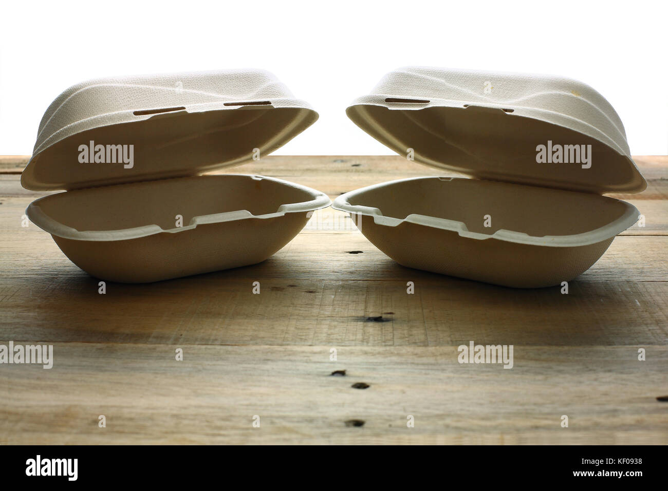 Food Boxes on Wooden Background Stock Photo - Alamy