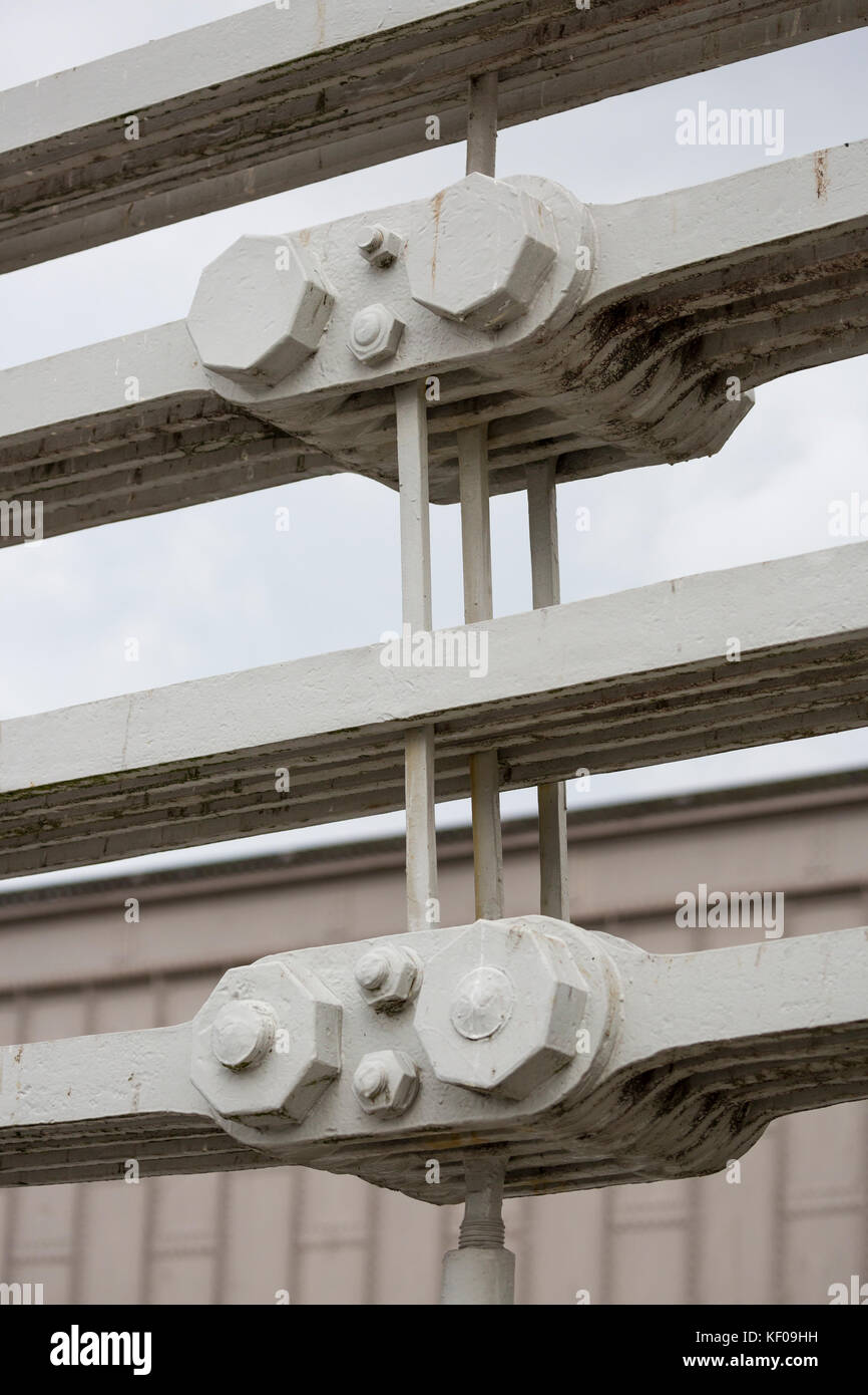 Conwy Suspension Bridge wrought iron suspension chains detail Stock ...