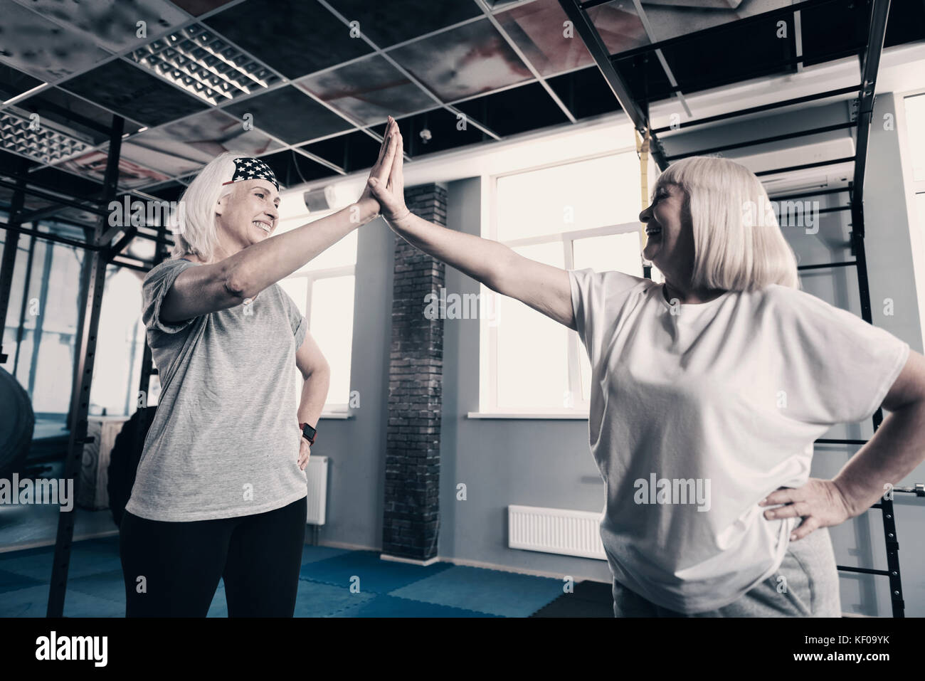 Two mature women high five hi-res stock photography and images - Alamy