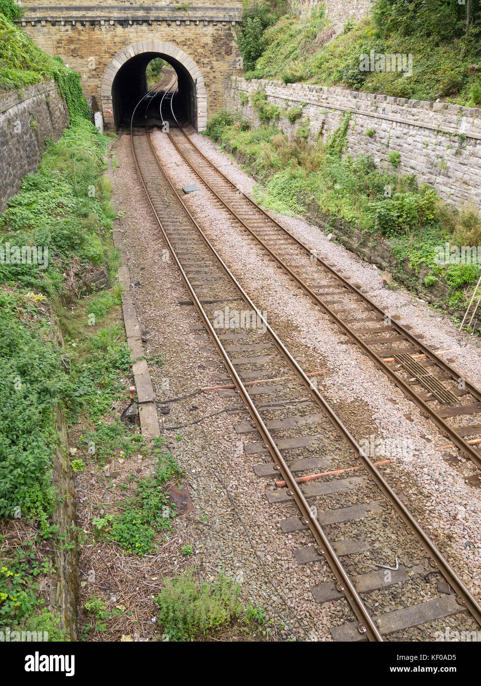 railway tracks high viewpoint to tunnel Stock Photo - Alamy