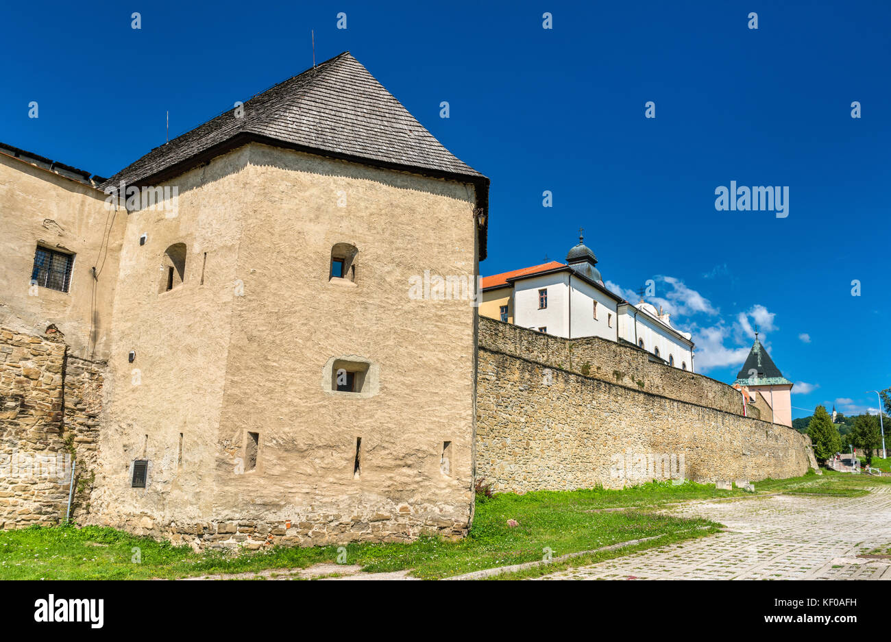 Dfencsive wall surrounding the old town of Levoca in Slovakia Stock ...