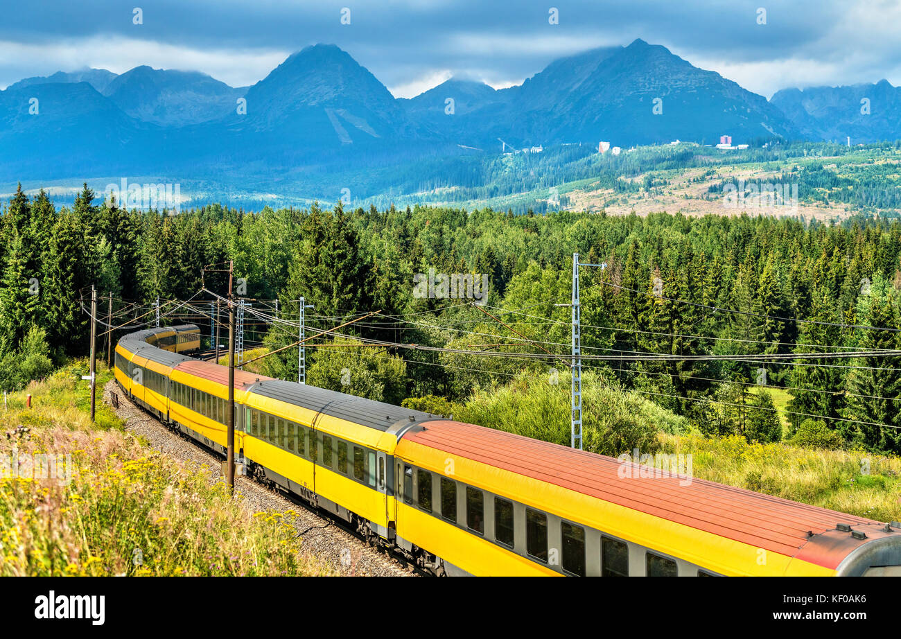 Passenger train in the High Tatra Mountains, Slovakia Stock Photo - Alamy