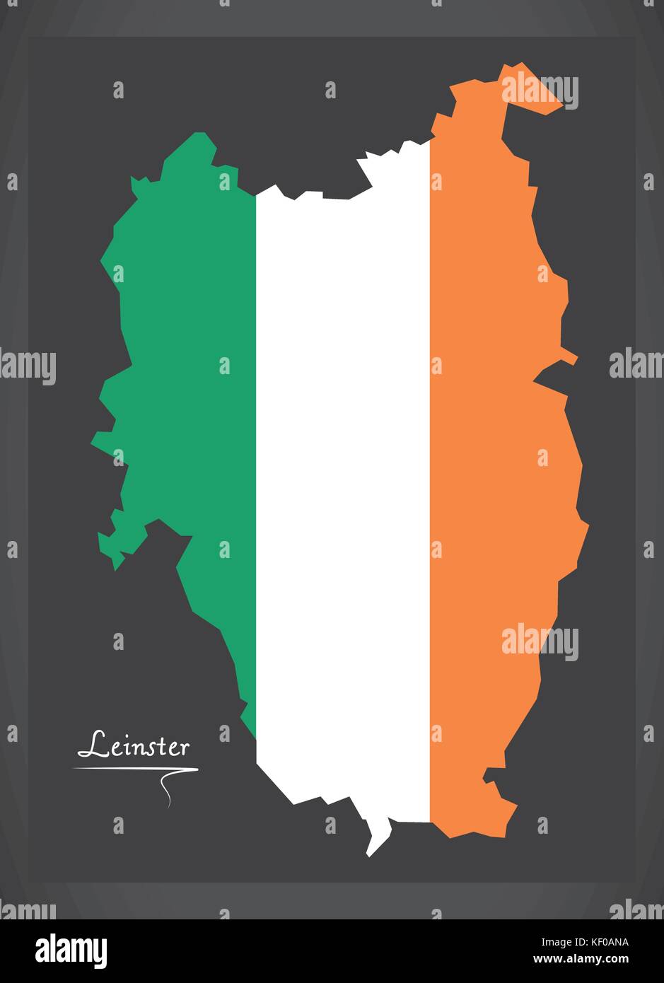 Leinster map of Ireland with Irish national flag illustration Stock ...