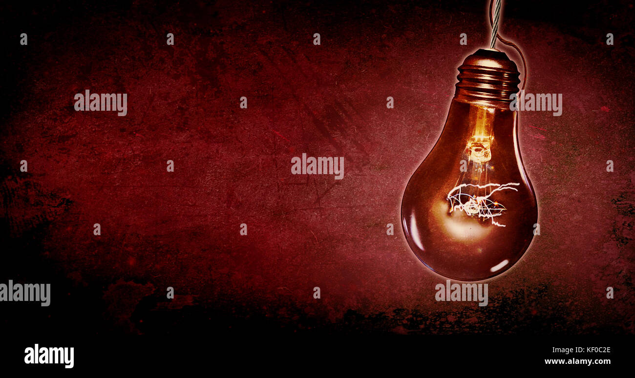 Scary background, horror atmosphere with old wall with old lightbulb ...