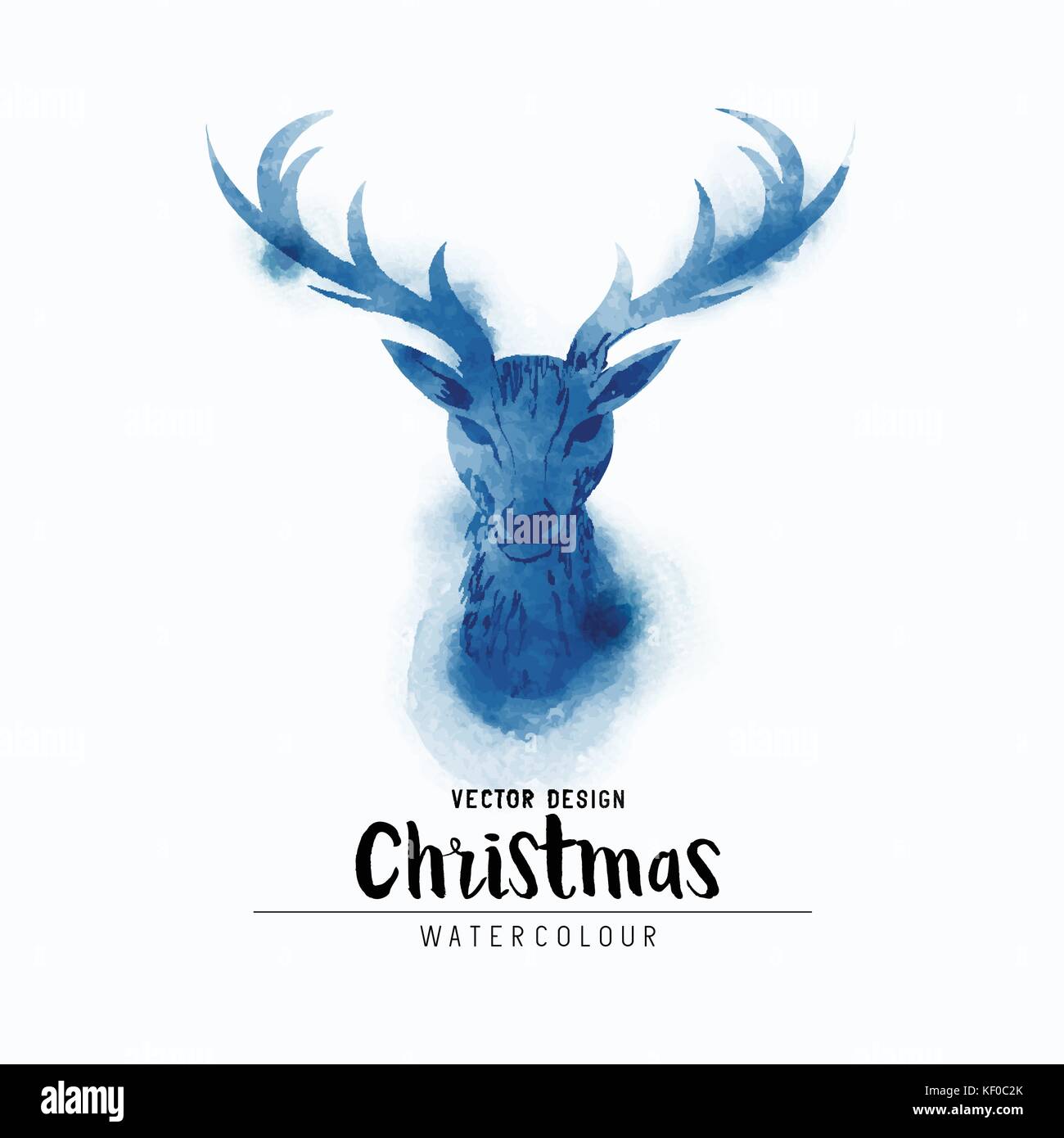 A christmas stag head watercolor decoration. Vector illustration Stock ...