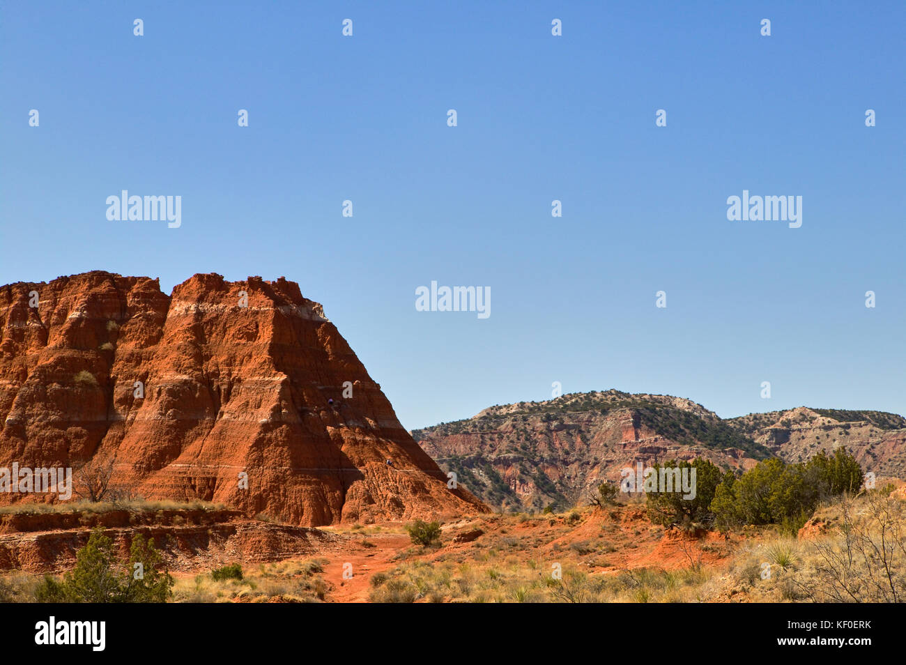 Landscape with rocks against clear blue sky in Palo Duro Canyon, Texas ...