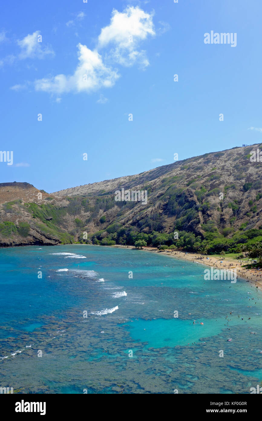 USA, Hawaii, Oahu, Hanauma Bay at Hanauma Bay State Park Stock Photo ...