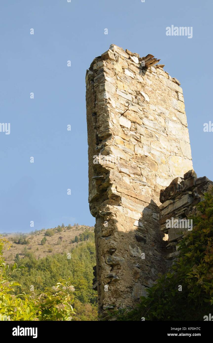 The abandoned village of Vecchio Connio, Carrega Ligure, in the region ...