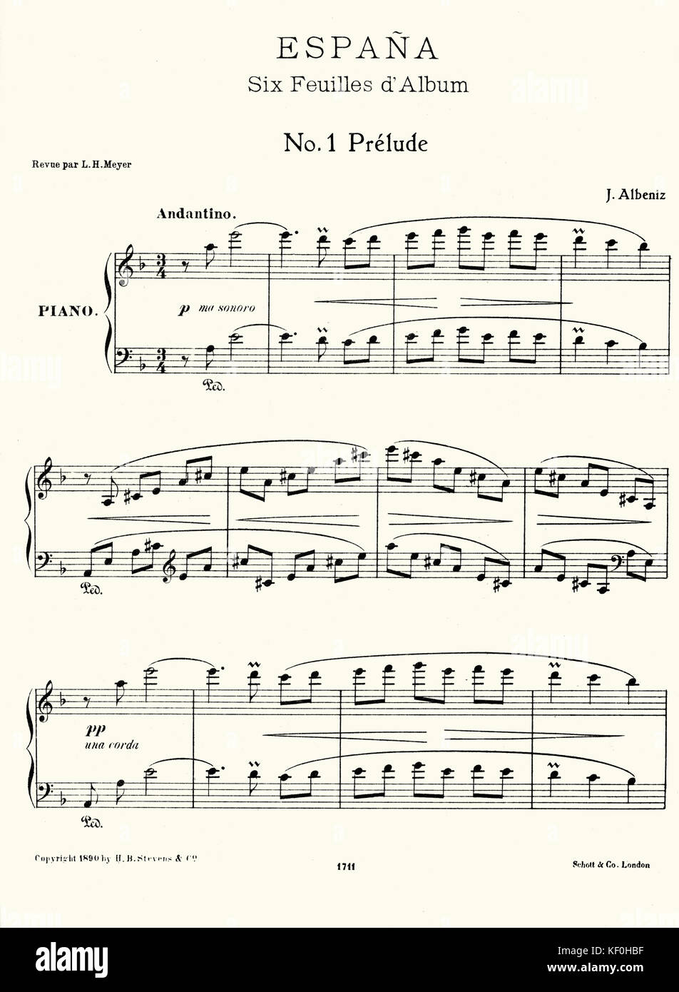 Isaac Albeniz 's 'Espana,' Opus 165 for the piano, first page of ...