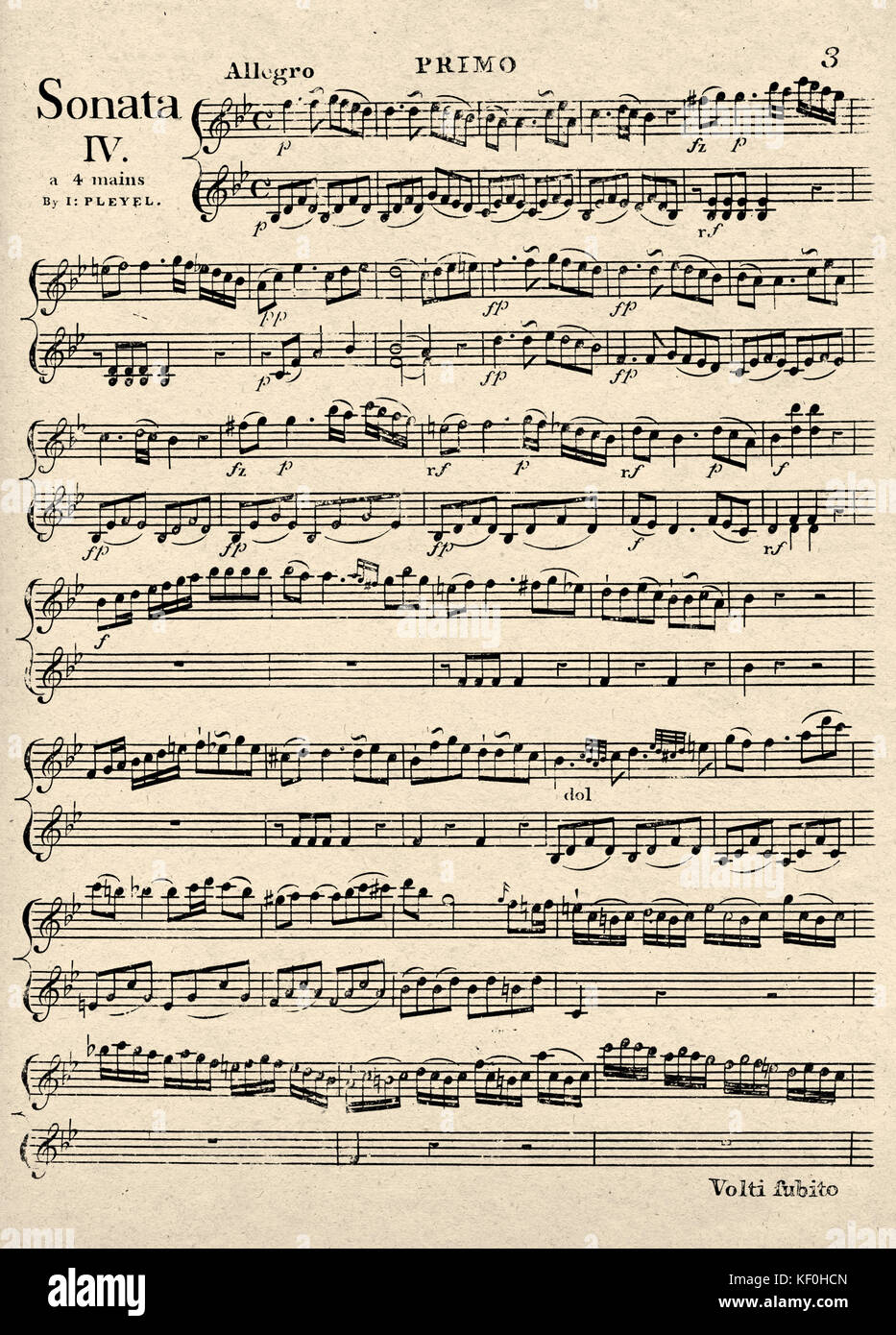Ignace (Ignaz) Pleyel 's Opus 22, sonata 4. ' Three Original Duetts for ...