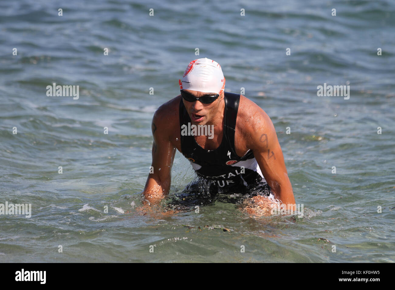 ISTANBUL, TURKEY - JULY 29, 2017: Athlete competing in swimming ...