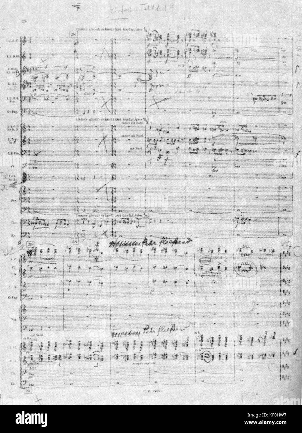 Gustav Mahler's 8th Symphony, extract from score. GM: German composer ...