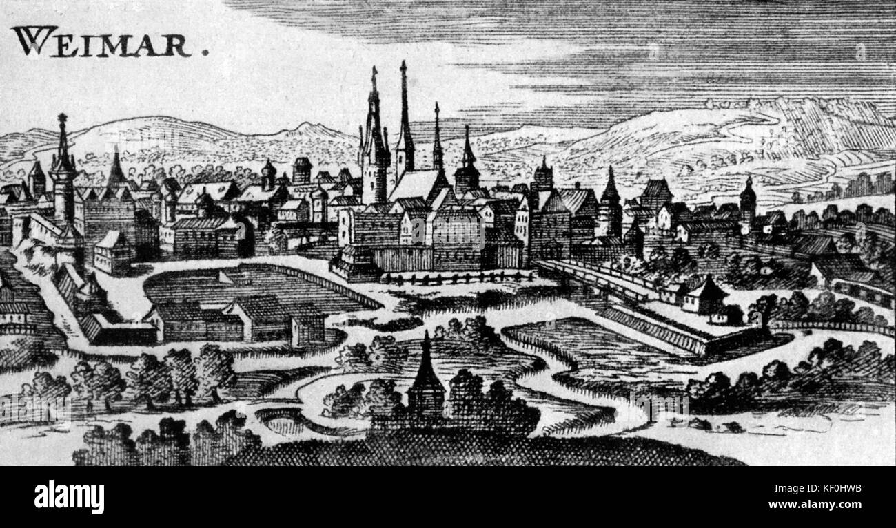 Weimar - overview early 18th century. Connections Bach, Liszt Stock ...