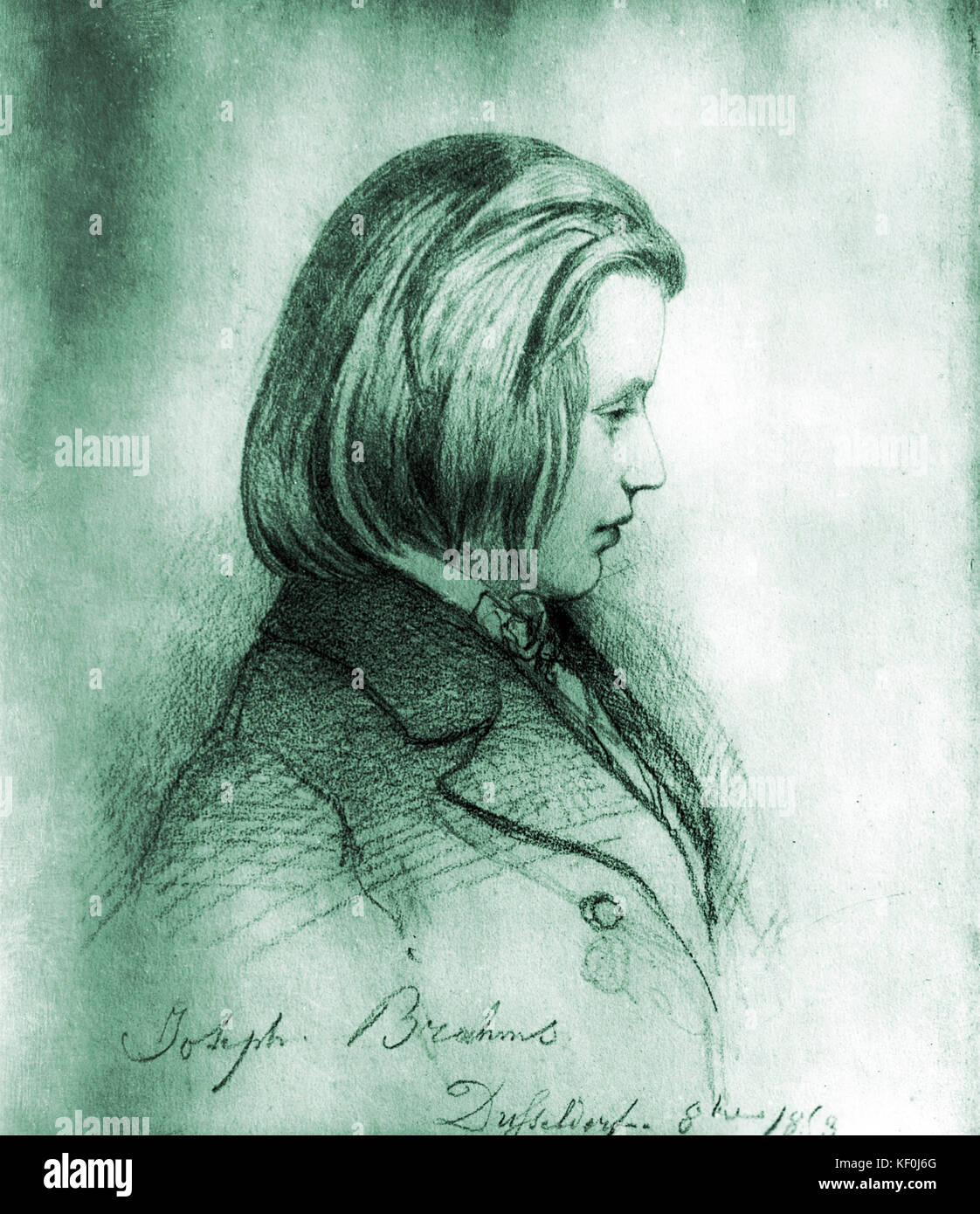 Johannes Brahms aged 20 drawing by J J Laurens in 1853. German composer ...