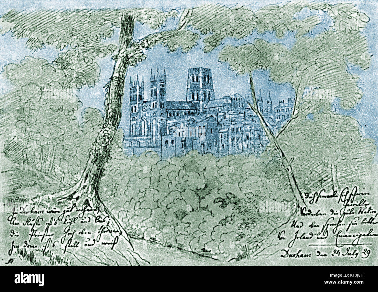 Felix Mendelssohn 's drawing of Durham castle 24.7.1829 Drawing by ...