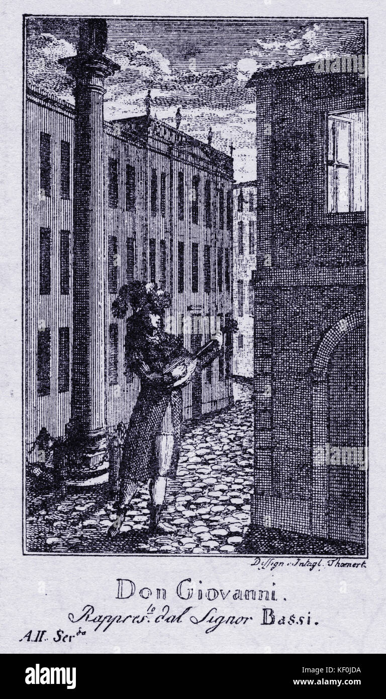 Luigi Bassi as the first Don Giovanni in the opera by Wolfgang Amadeus ...