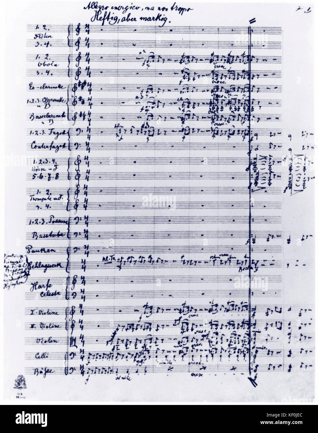 Mahler, Gustav - 6th Symphony 1st page of autographed score of 6th ...