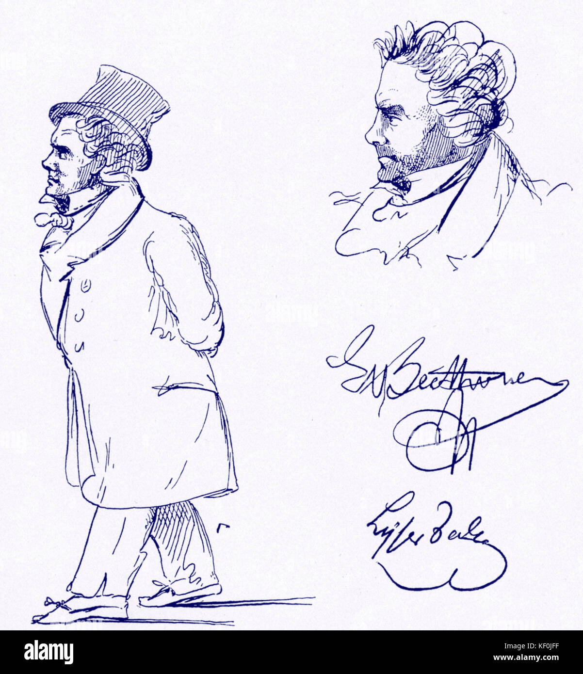 Ludwig van Beethoven - caricature / drawing of German composer by J.P ...