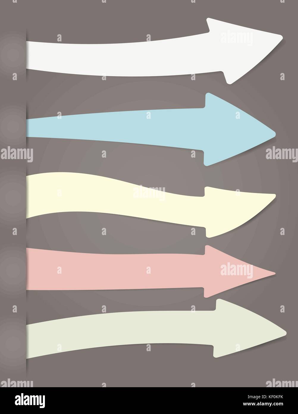 Colorful paper arrows with shadow are on brown background for text or ...