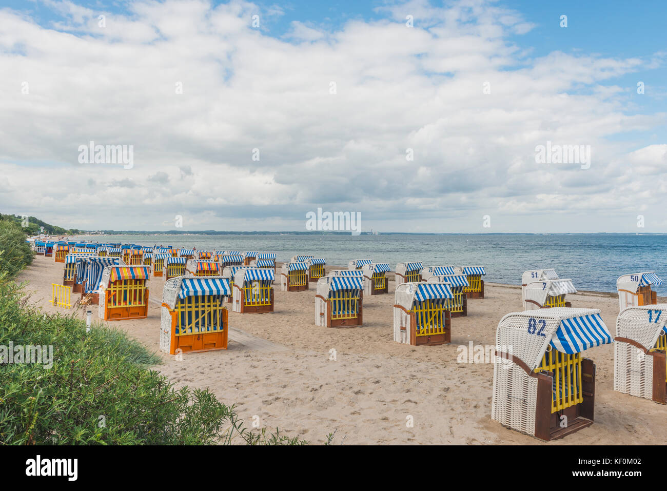 Germany, Timmendorf Beach with hooded beach chairs Stock Photo - Alamy