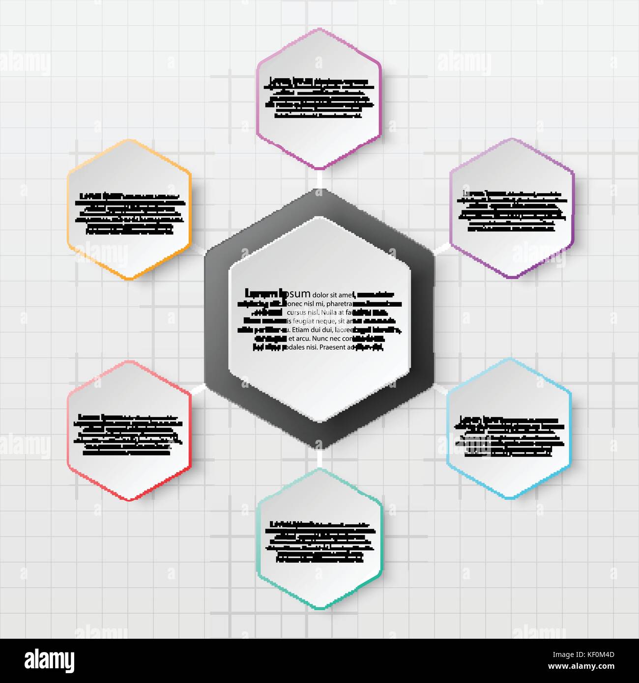 Paper hexabon with colorful edge on drop shadow for website ...