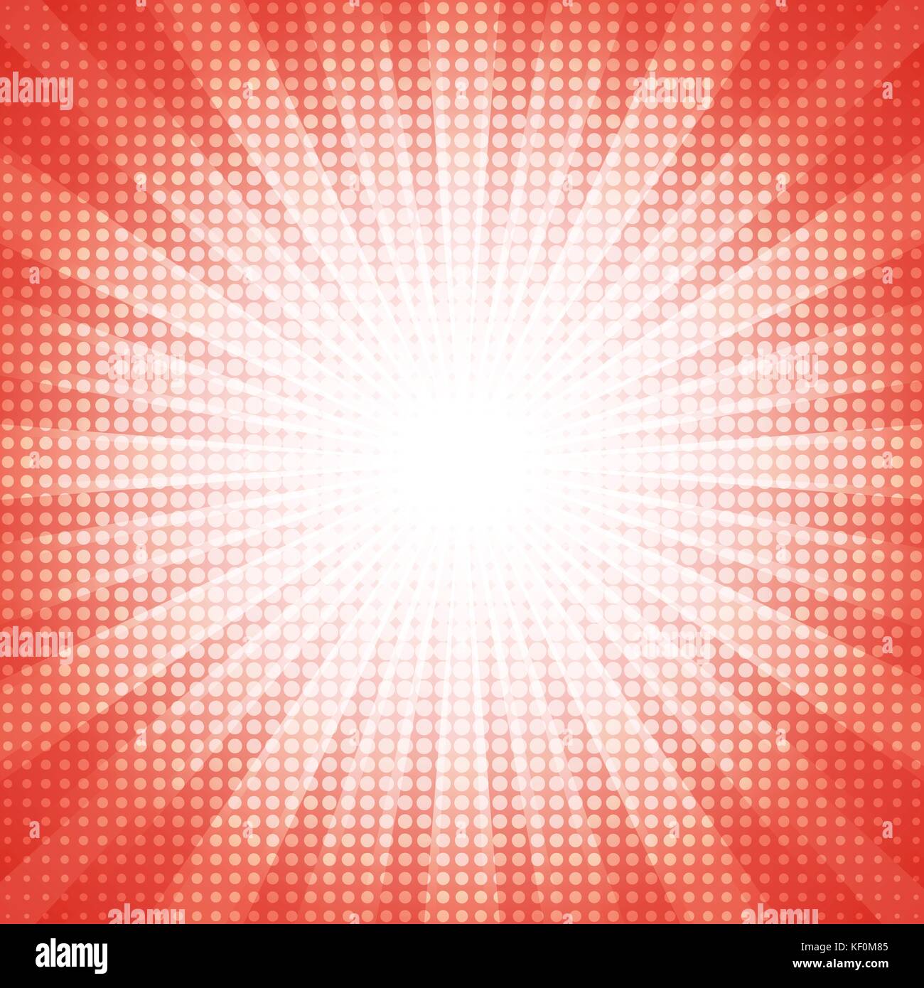 White dots halftone with red abstract star burst abstract background ...
