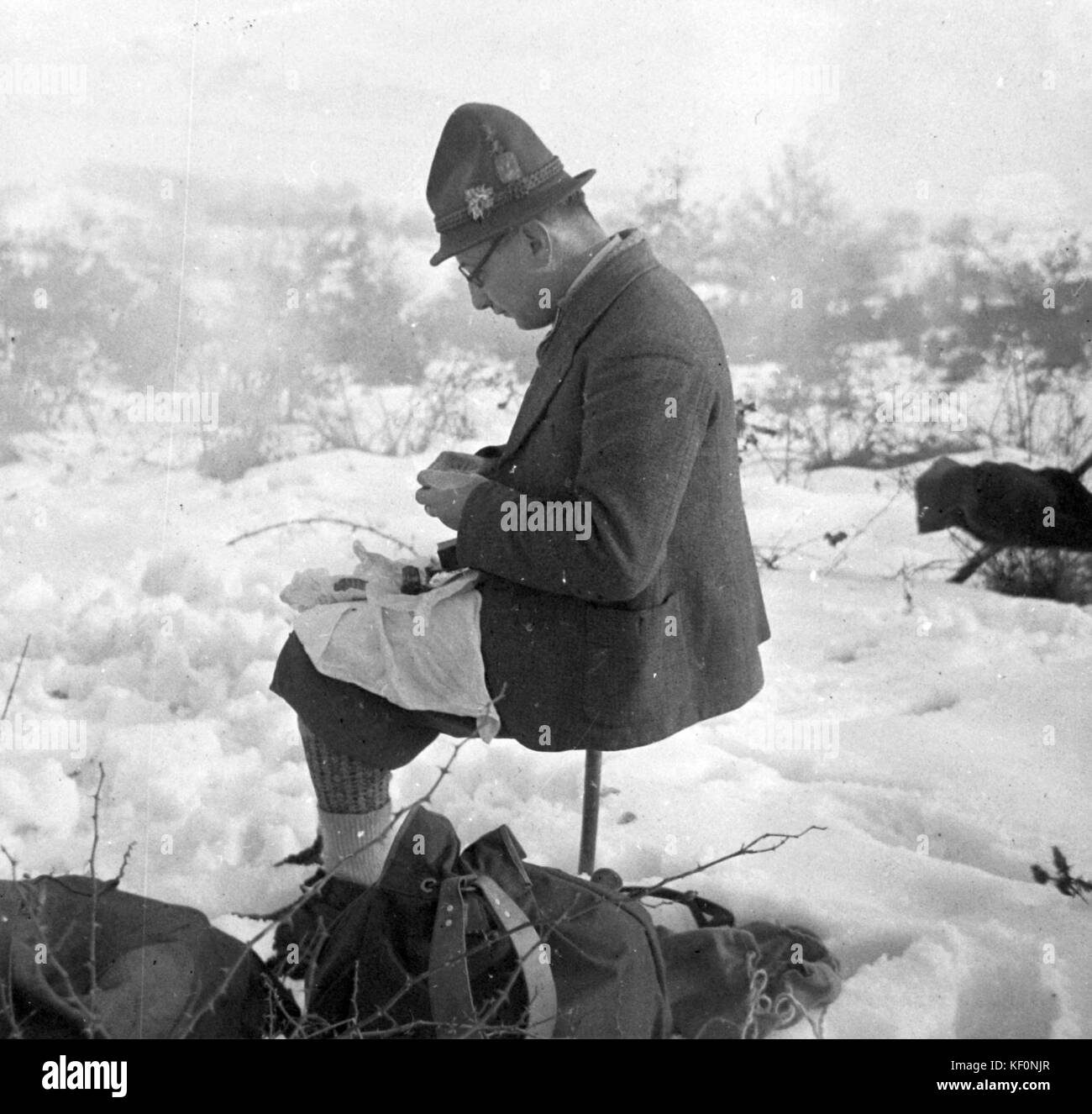 Old man with backpack Black and White Stock Photos & Images - Alamy