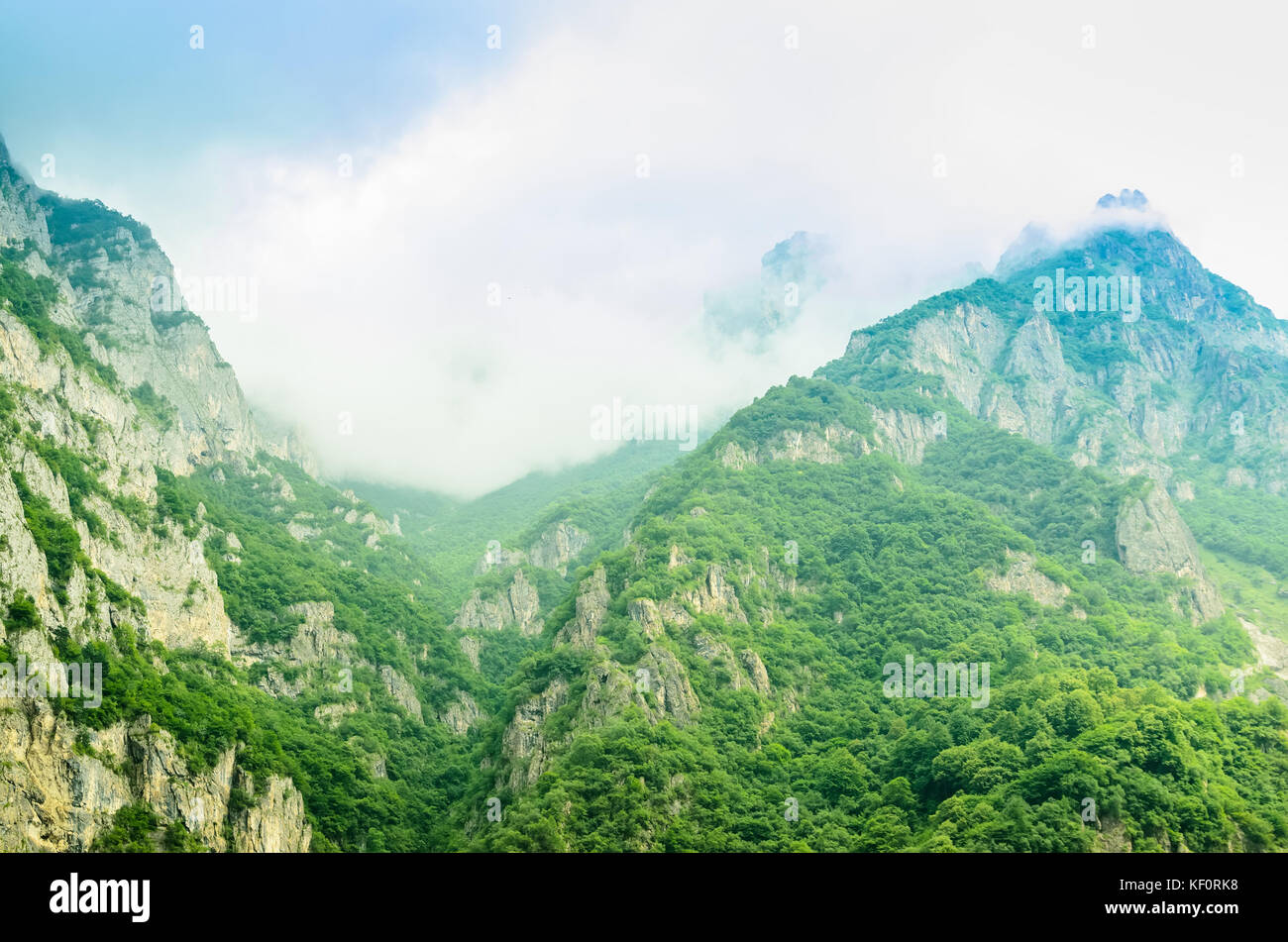 Beautiful view of green Ossetian mountain peak Stock Photo - Alamy