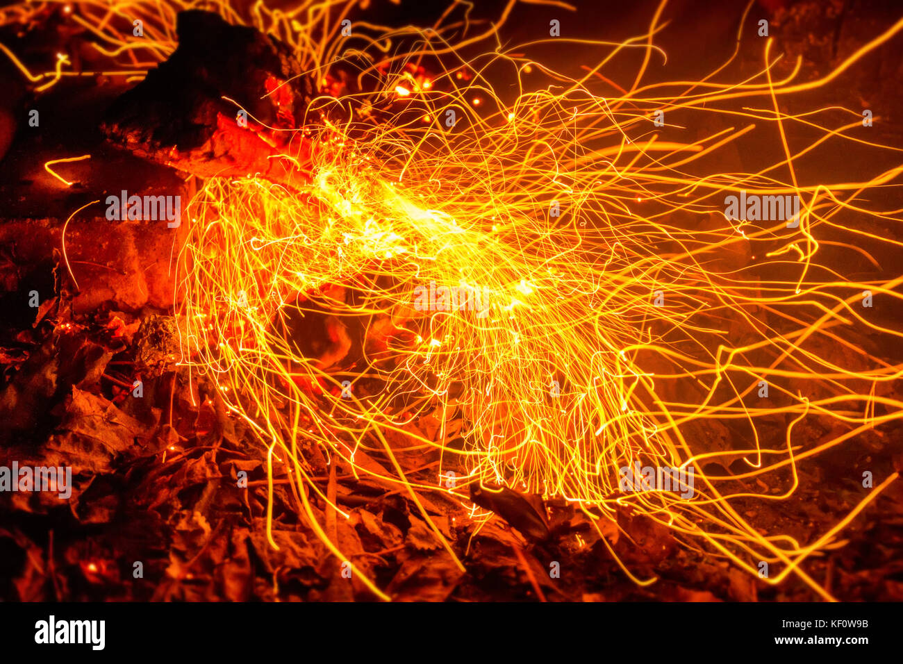 Close up bonfire slow shutter picture Stock Photo - Alamy