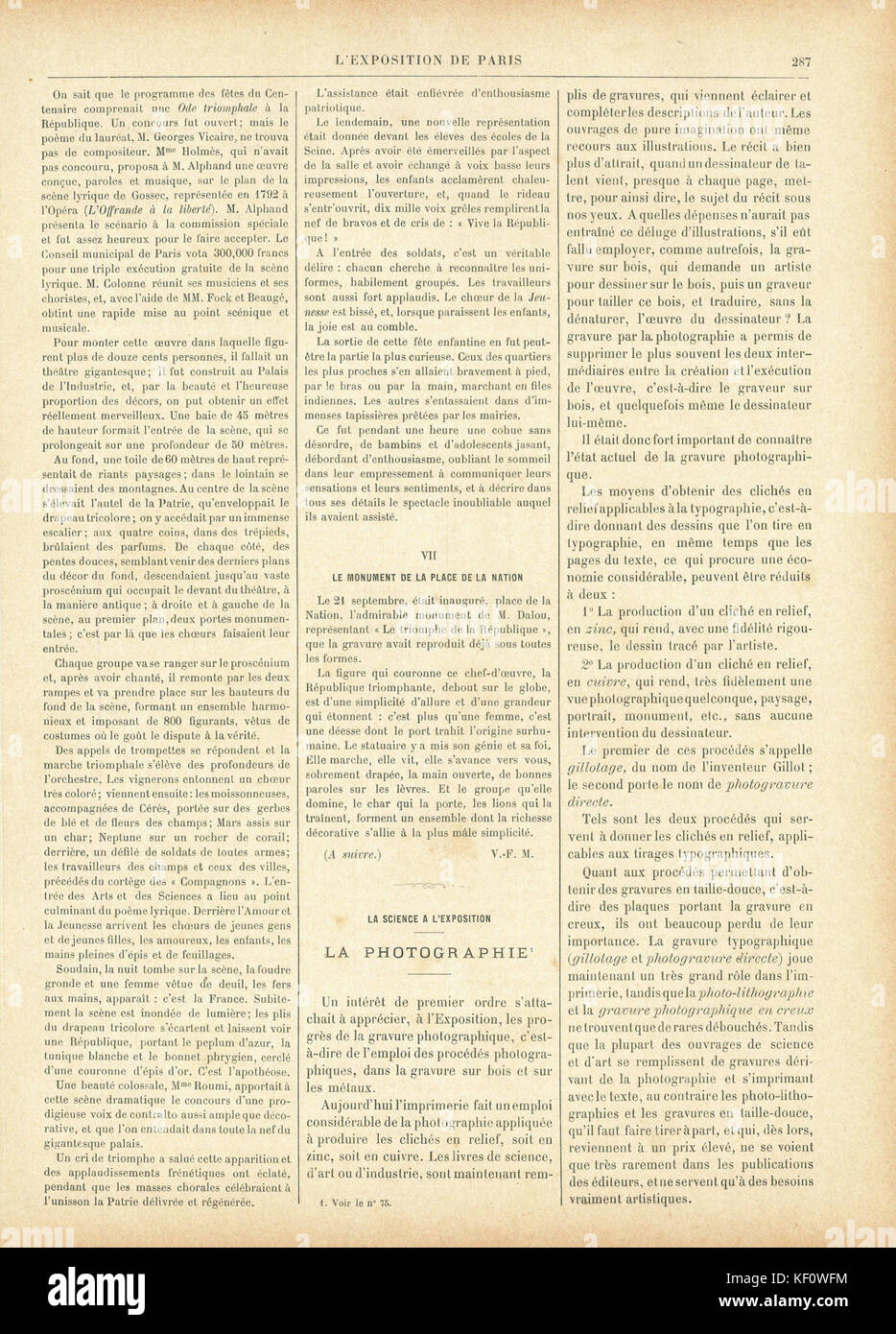This page from the 1889 Paris Exposition showcases significant exhibits ...