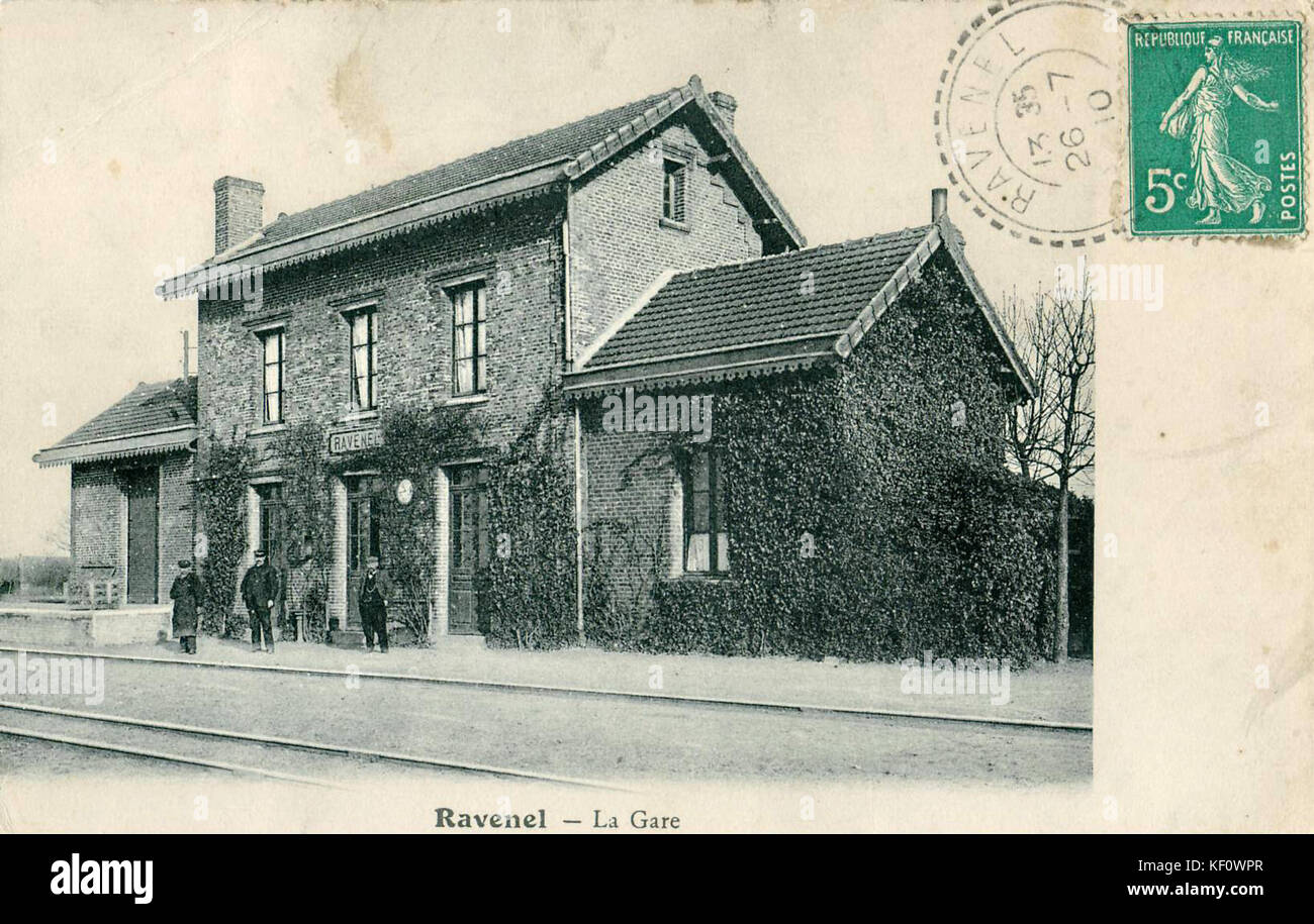 A photograph of the INCONNU RAVENEL train station, capturing the ...
