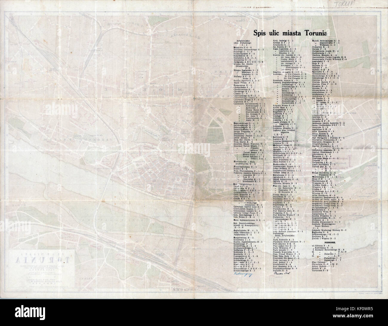 Map of Torun 1921 reverse Stock Photo - Alamy