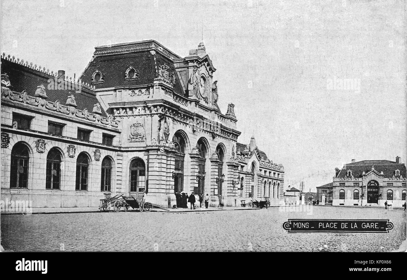 Mons Gare carte postal 1 Stock Photo - Alamy