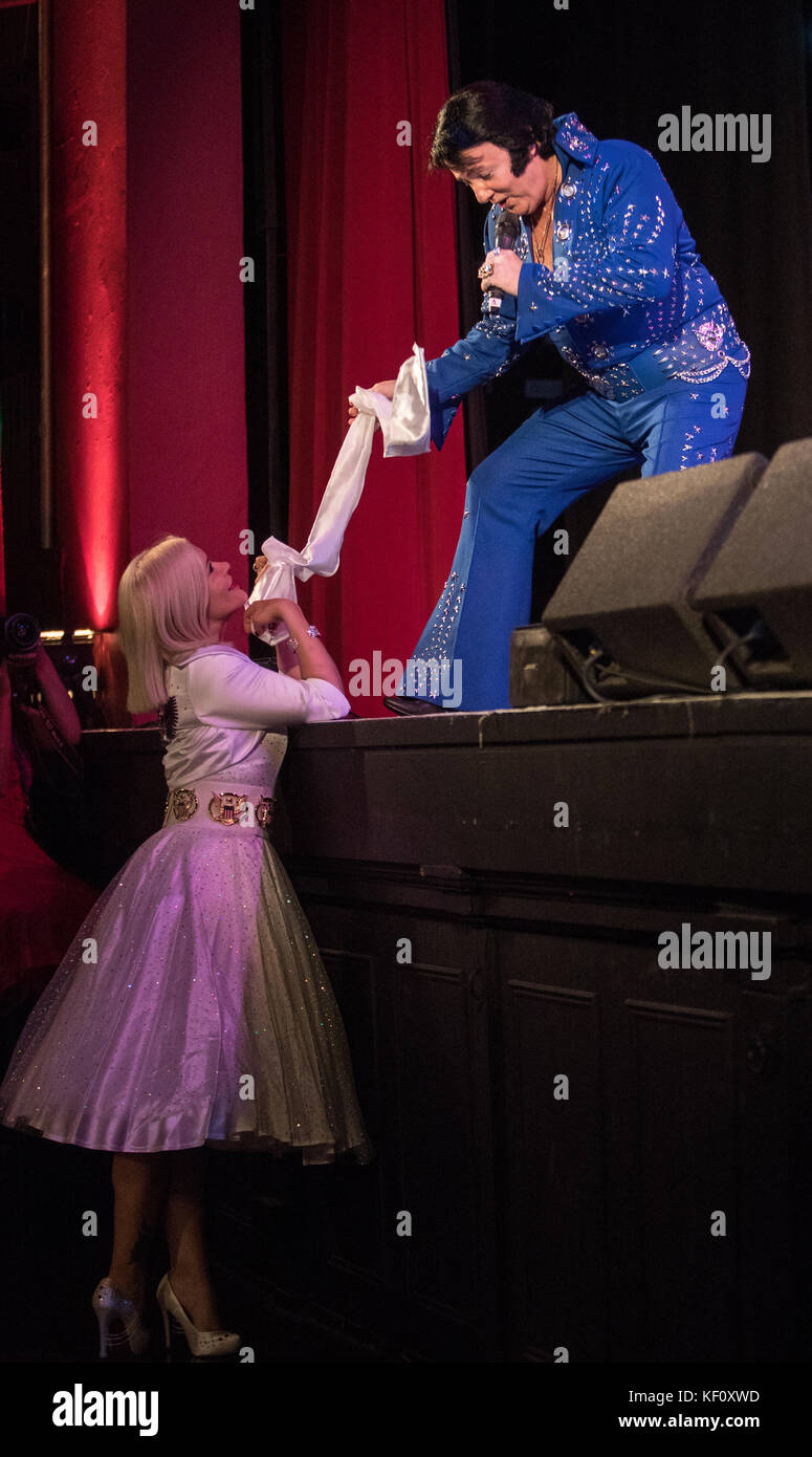 Elvis fans and tribute performers attend the 2017 Porthcawl Elvis ...