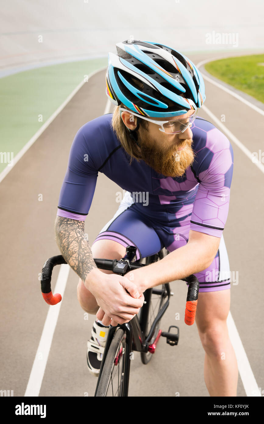 cyclist on cycle race track Stock Photo - Alamy
