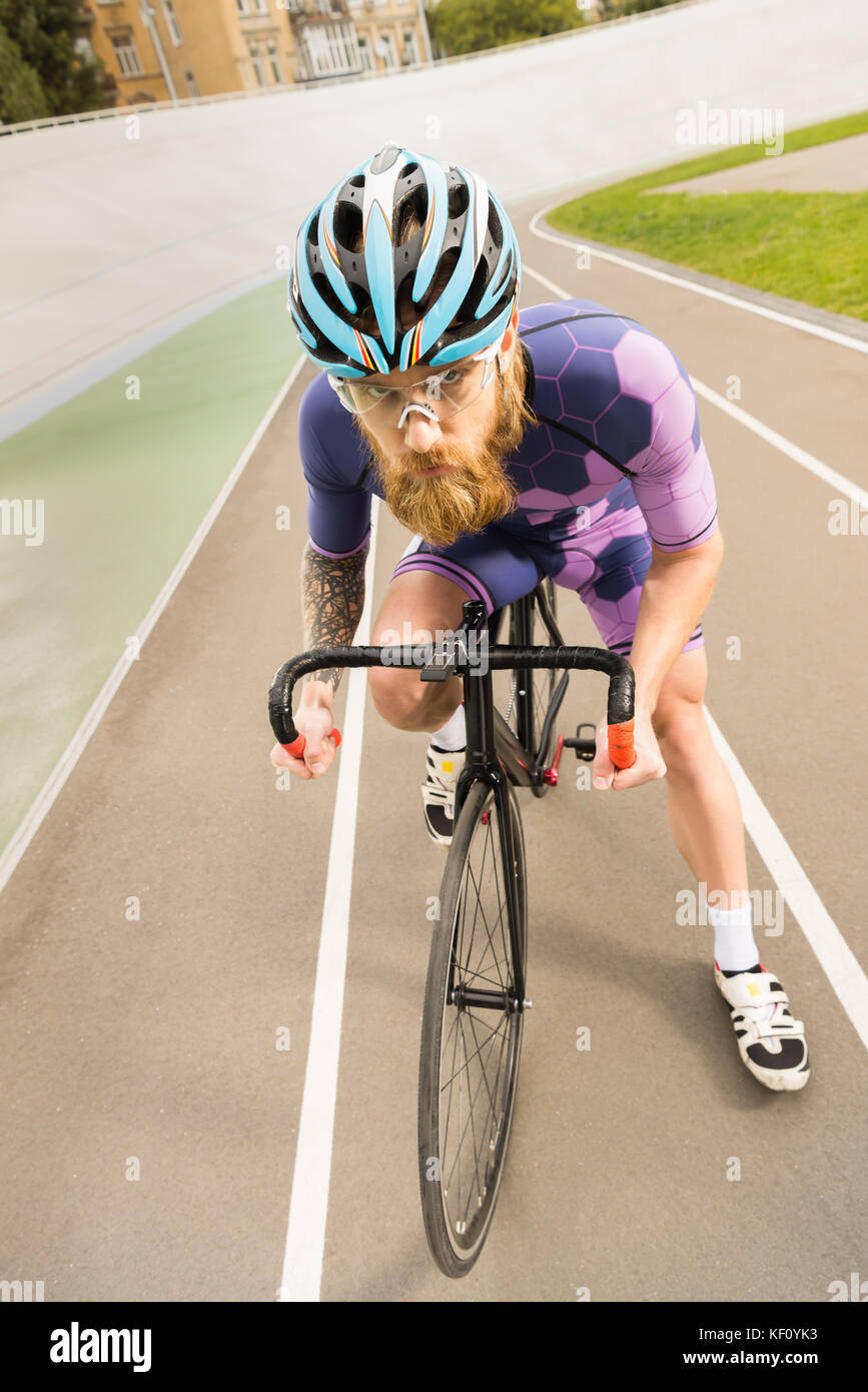cyclist on cycle race track Stock Photo - Alamy