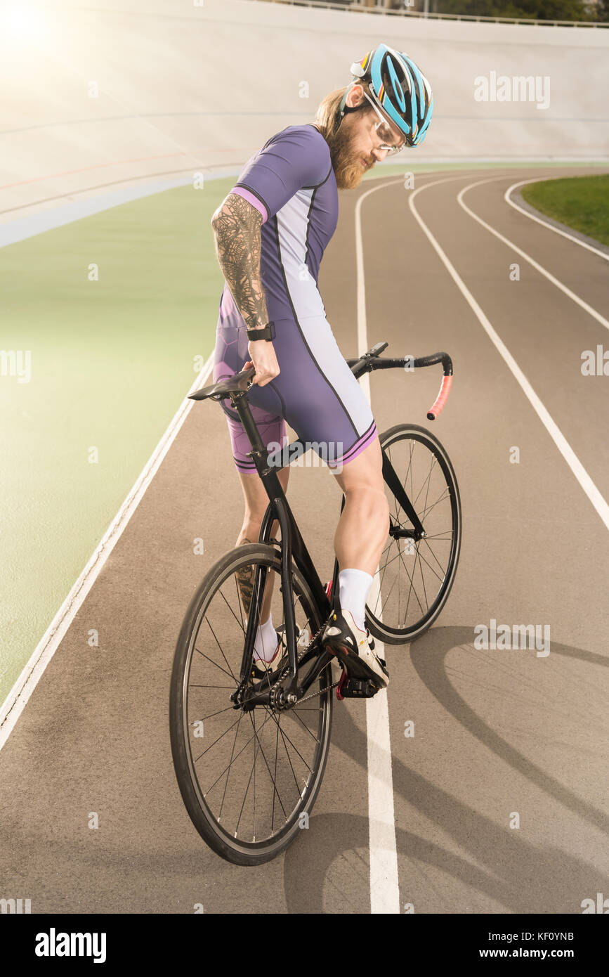 cyclist on cycle race track Stock Photo - Alamy