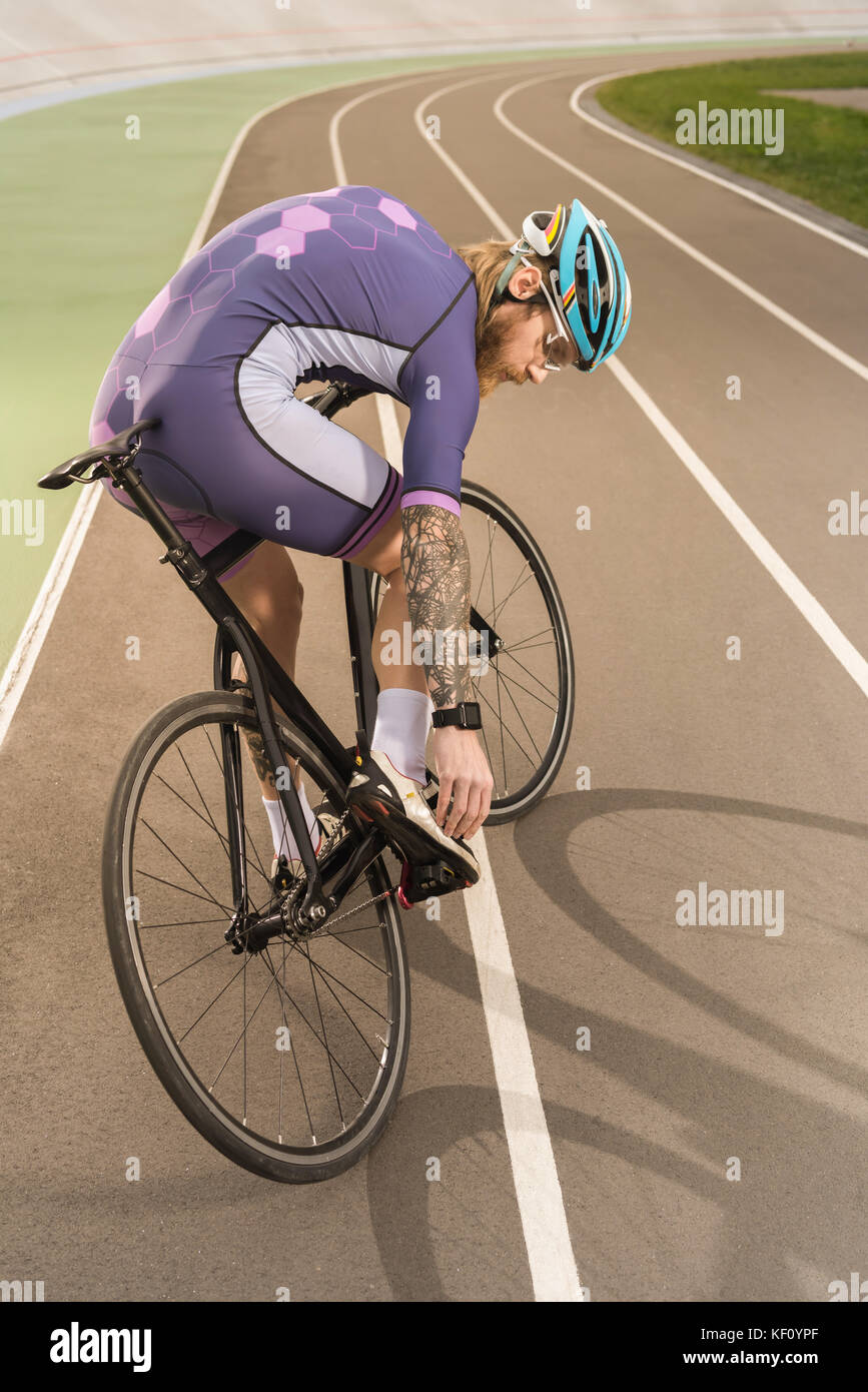 cyclist on cycle race track Stock Photo - Alamy