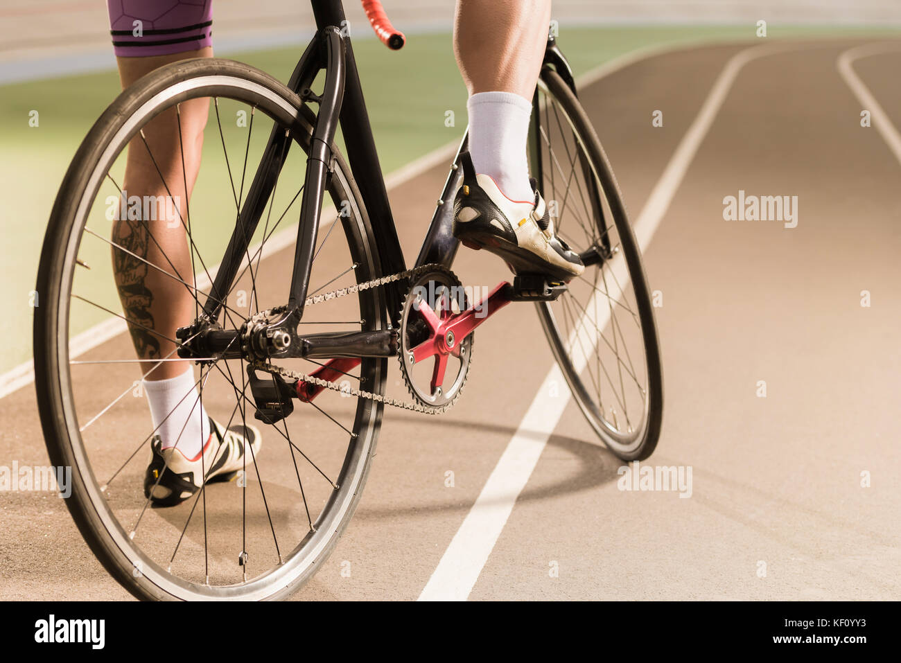 cyclist riding bicycle on cycle race track Stock Photo - Alamy