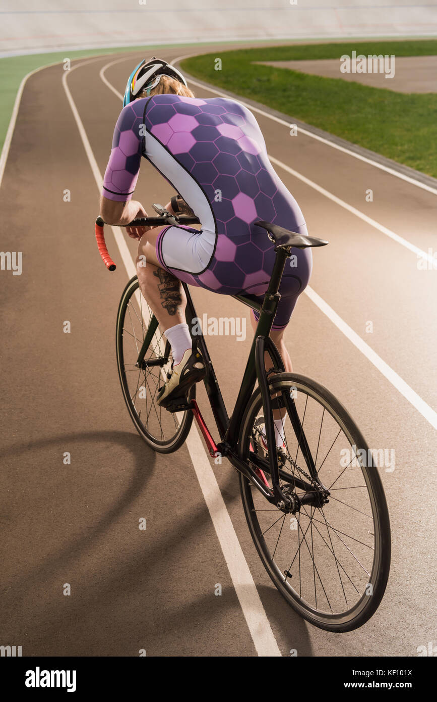 cyclist riding bicycle on cycle race track Stock Photo - Alamy