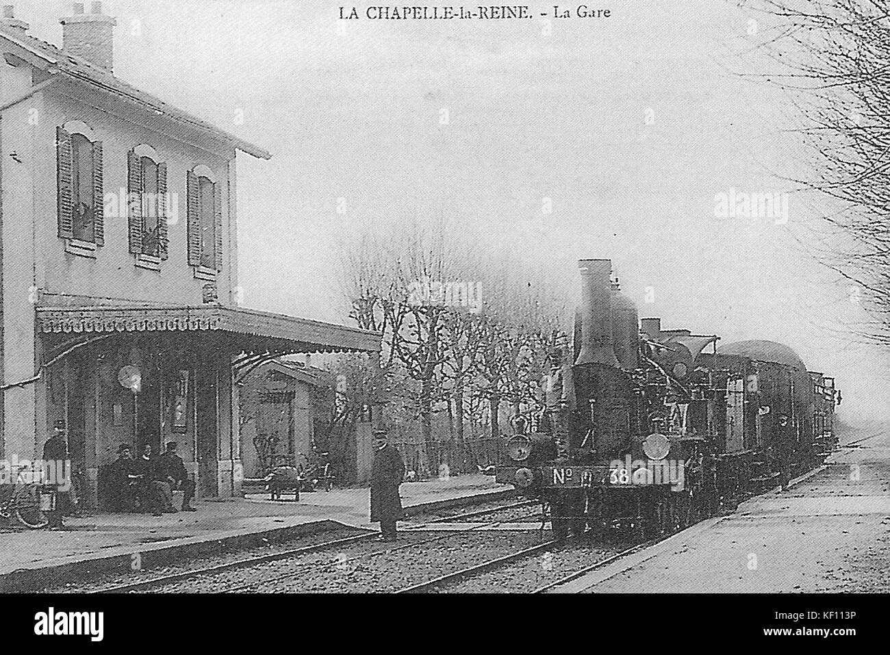 A vintage postcard depicting Gare de Chapelle la Reine, a railway ...