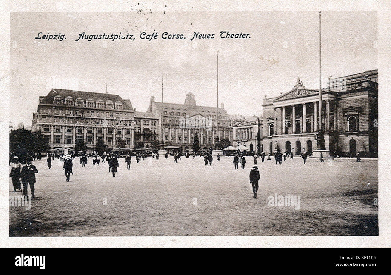 A historical photograph or illustration of Augustusplatz 22 in Leipzig ...