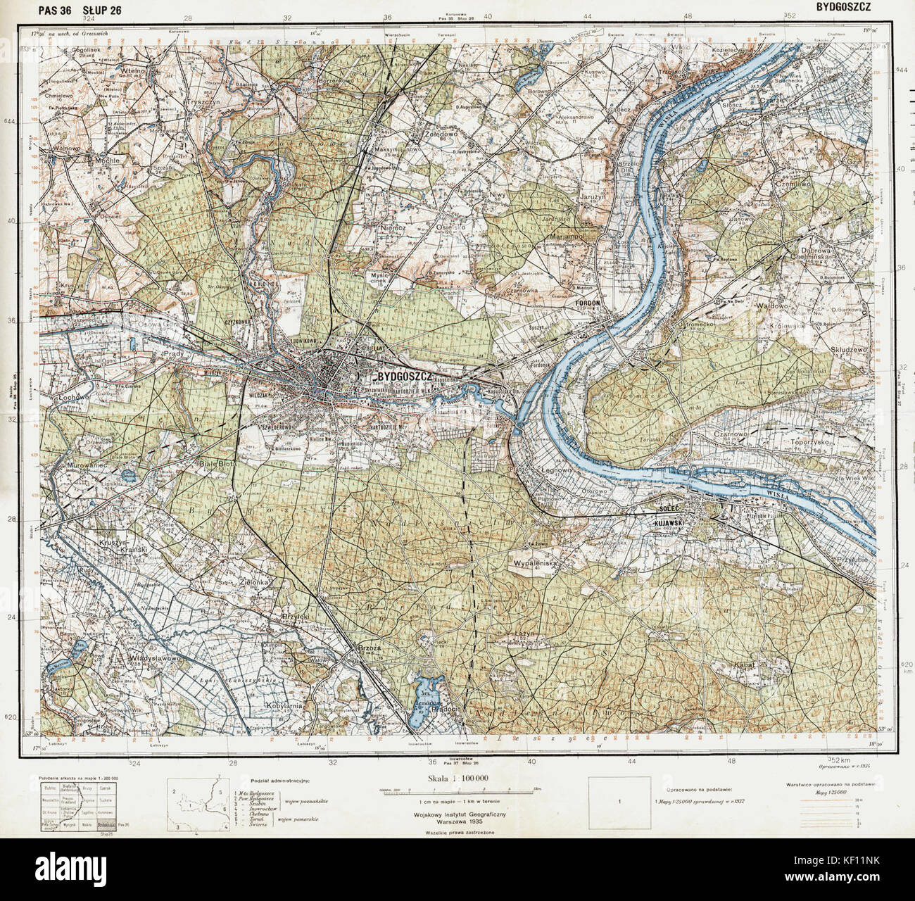 Mapa WIG Bydgoszcz i okolica 1935 r Stock Photo - Alamy
