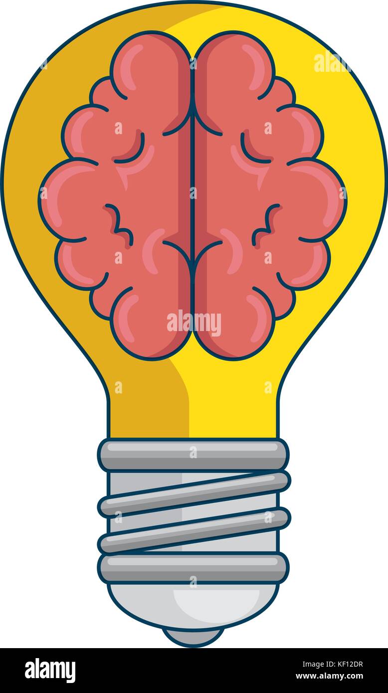 bulb light with brain vector illustration design Stock Vector Image ...