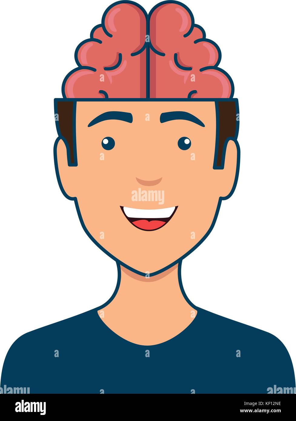 young man with brain avatar character vector illustration design Stock ...