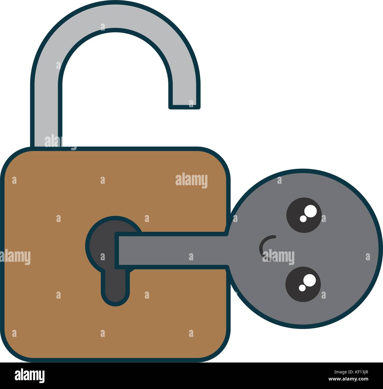 kawaii security padlock icon over white background vector illustration ...